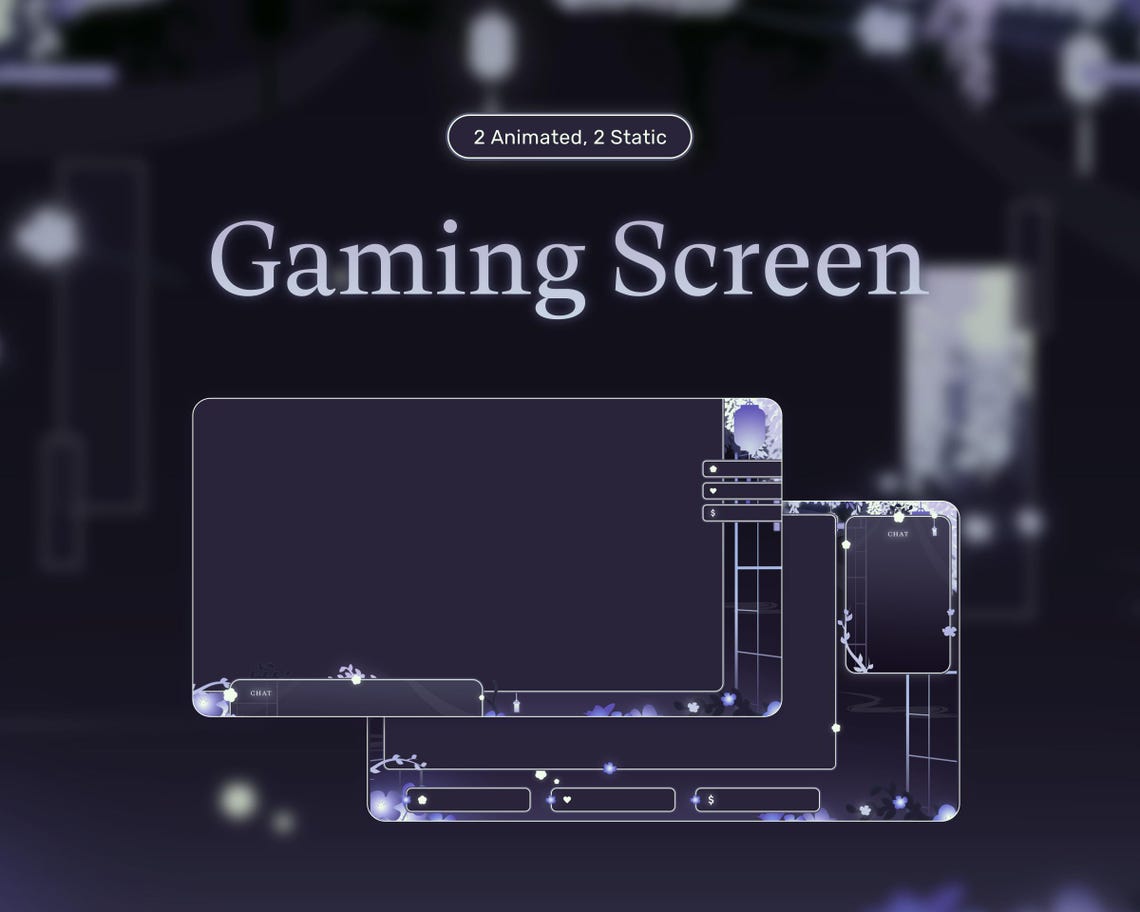 Purple Flower Animated Stream Overlay Package (digital Download) - Etsy