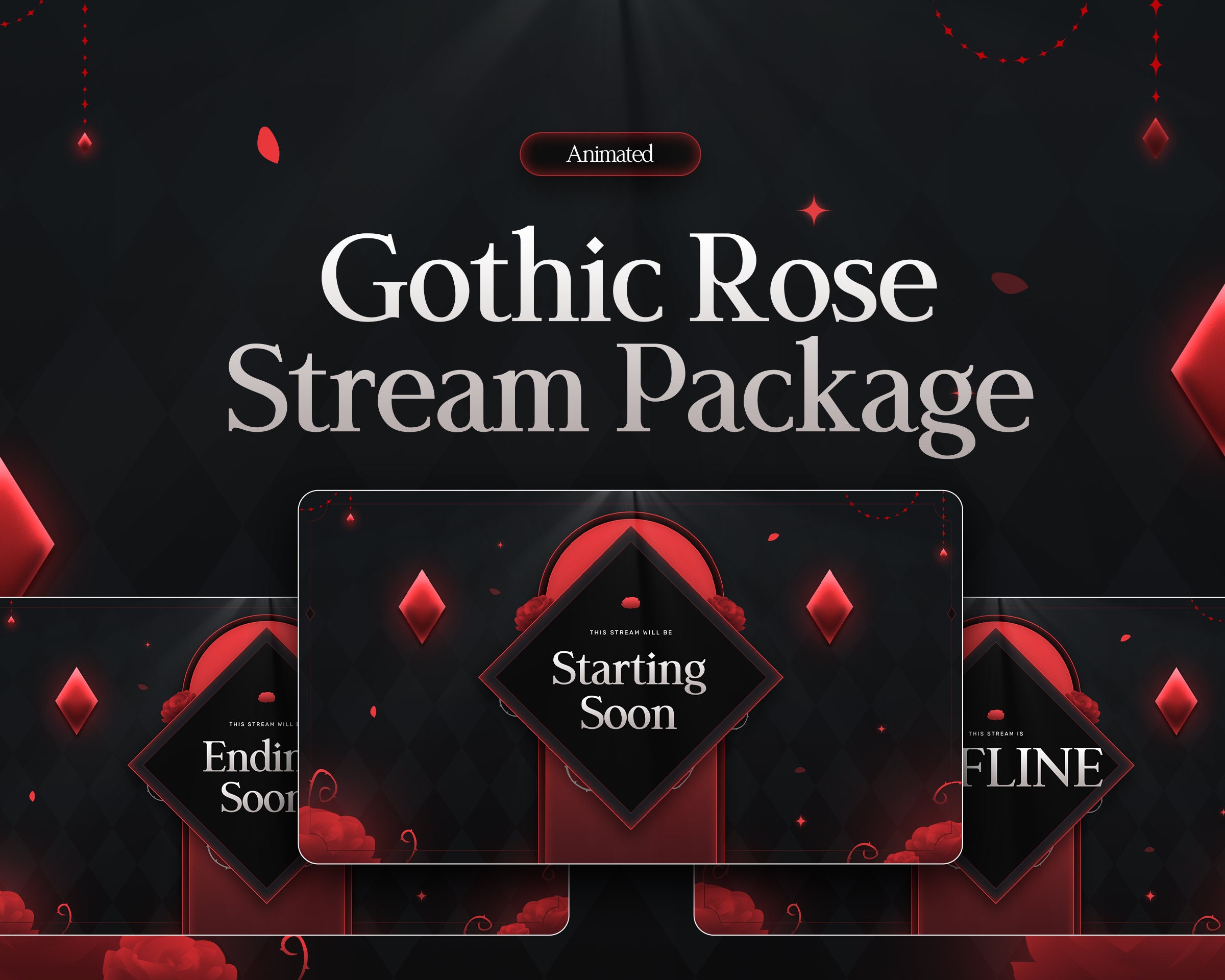 Gothic Rose Animated Stream Overlay Package Red Glow - Etsy Canada