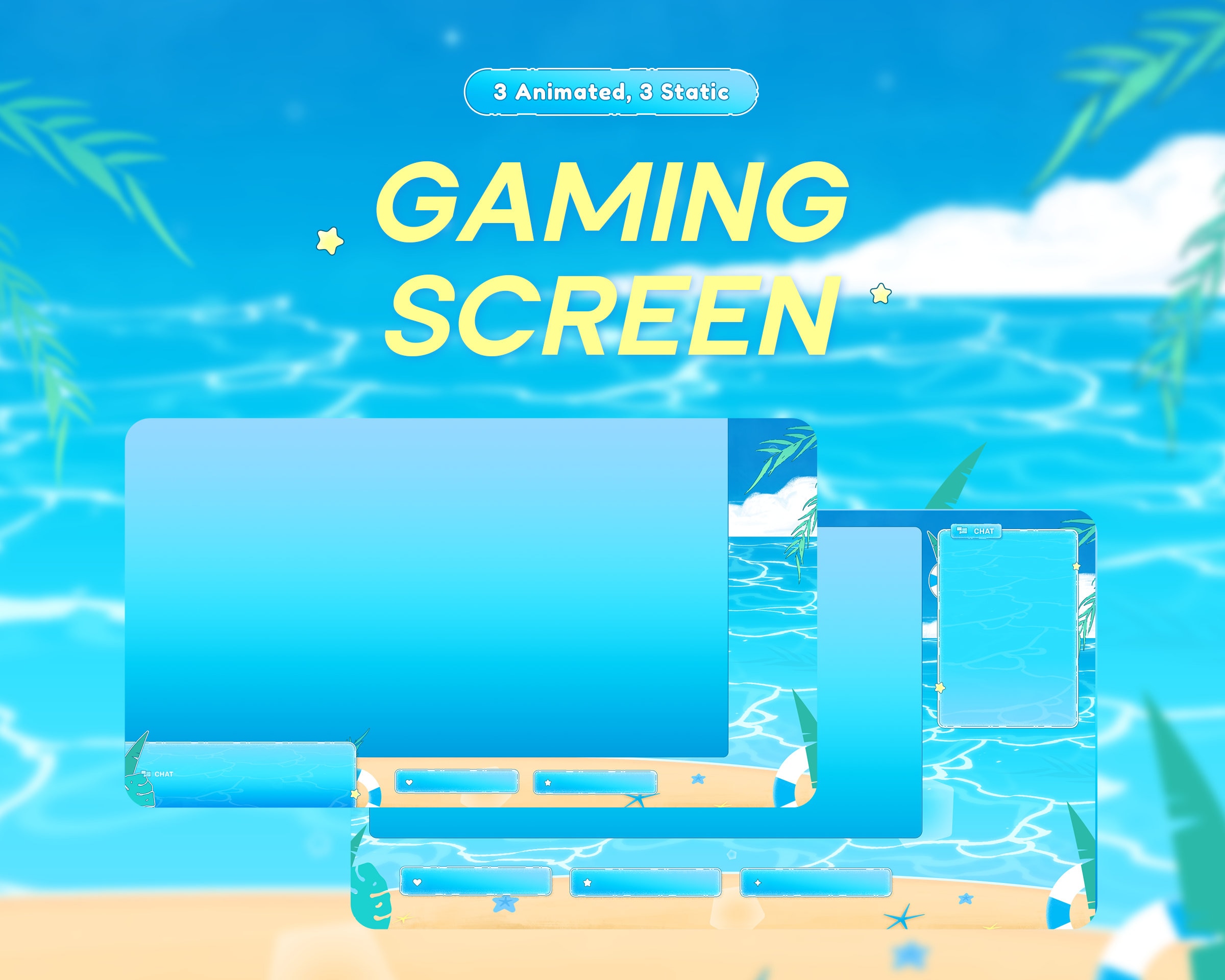 Animated Beach Ocean Stream Overlay Package, Twitch (digital Download ...