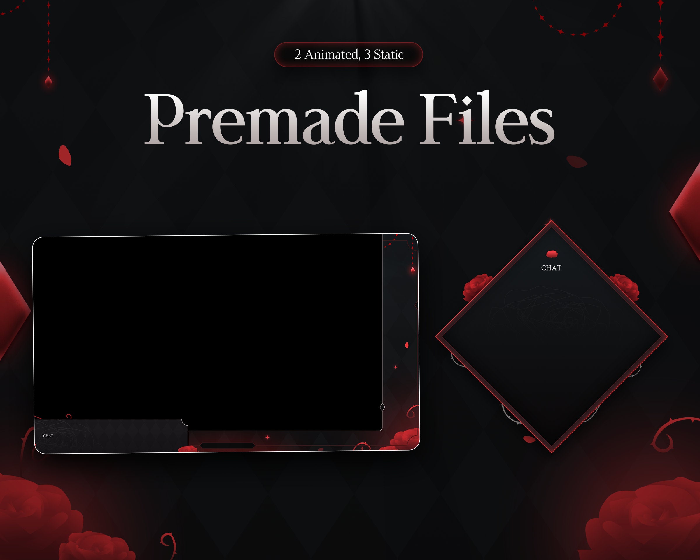 Gothic Rose Animated Stream Overlay Package: Red & Dark (digital File ...