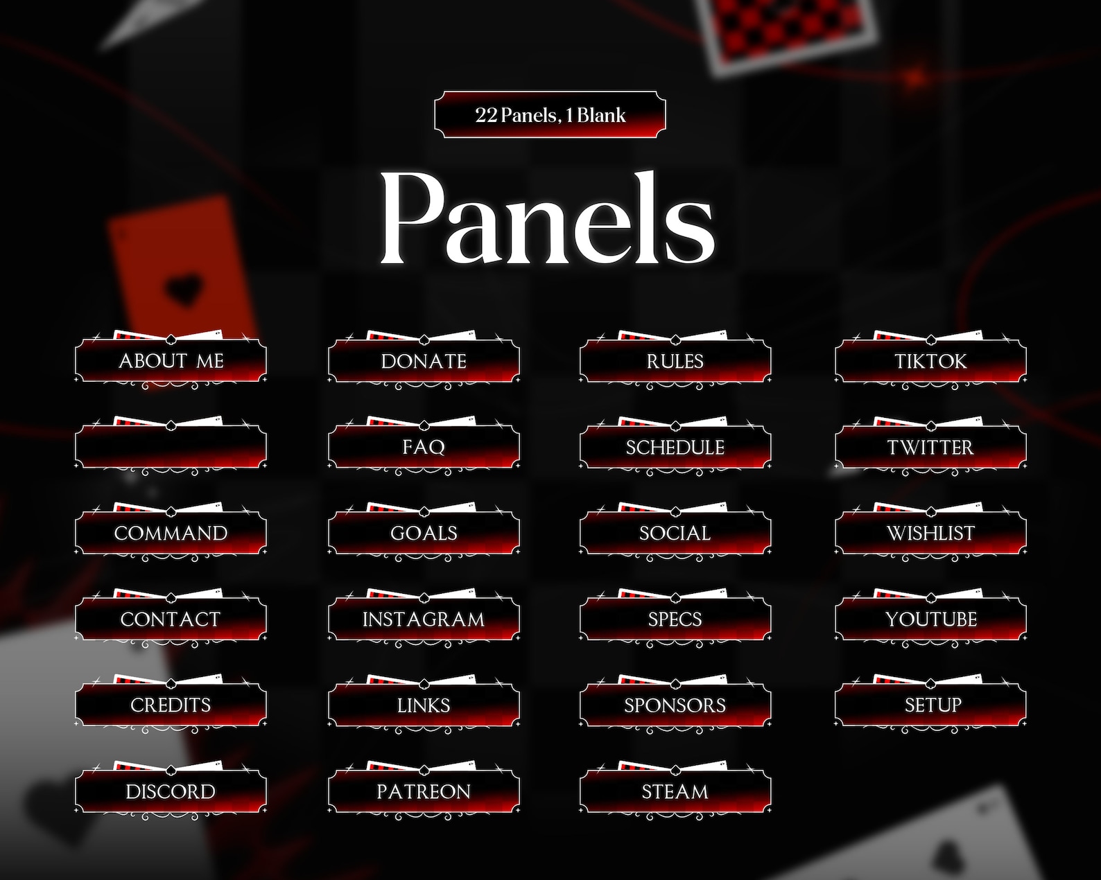 Card Magic Animated Stream Overlay Package, Red, Glow, Twitch, Panels ...