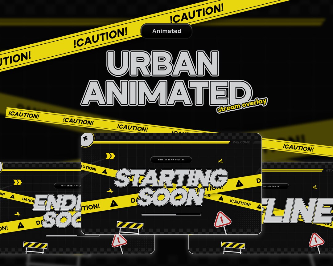 Urban Animated Stream Overlay Package, Yellow, Twitch, Panels ...