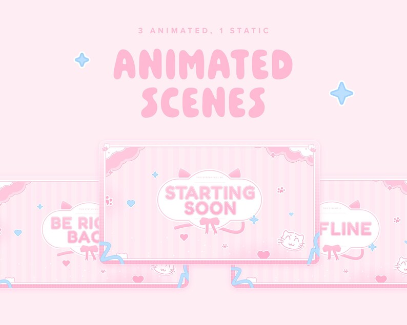 Cat Pink Animated Twitch Stream Overlay Package (digital Download) - Etsy