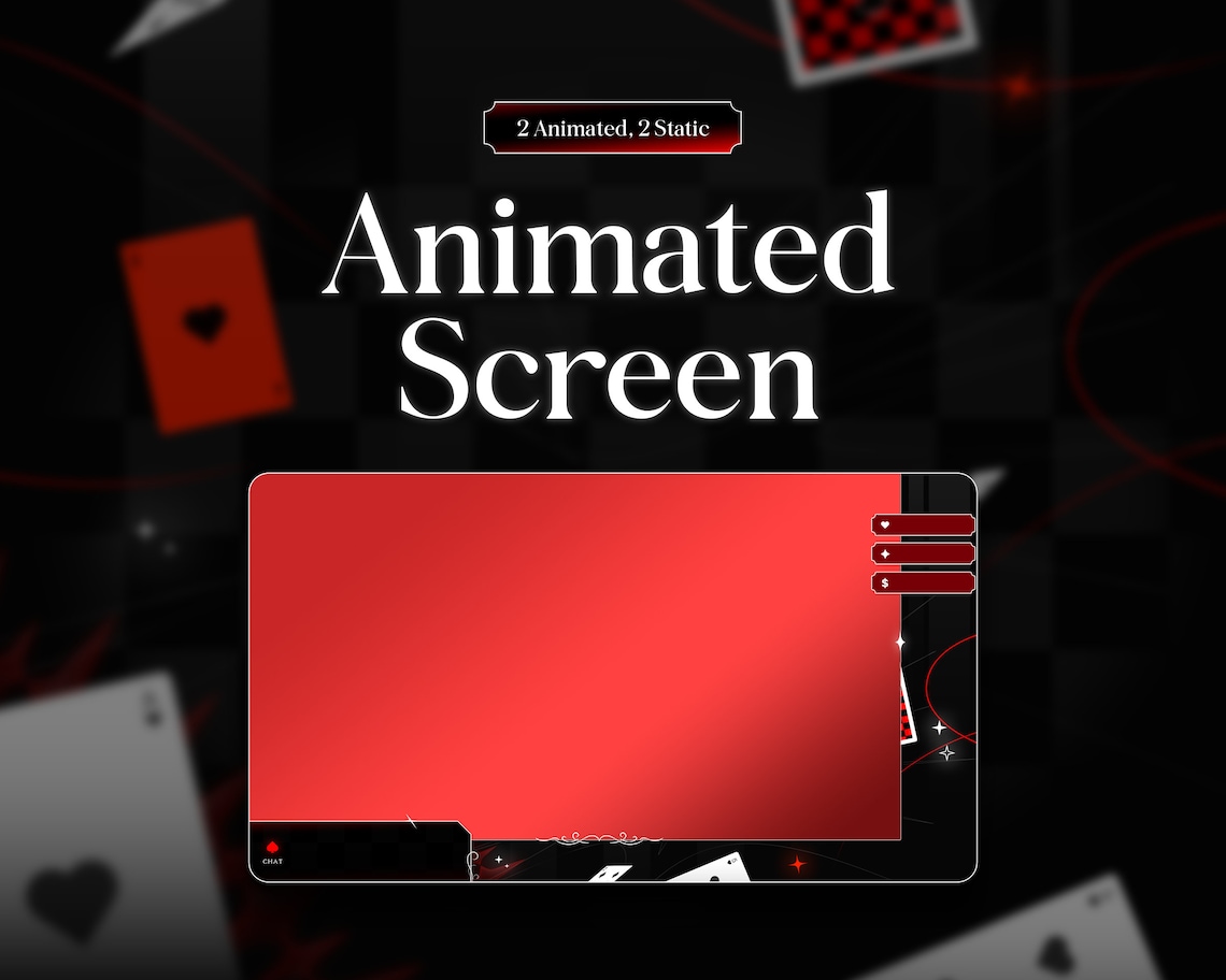 Card Magic Animated Stream Overlay Package, Red, Glow, Twitch, Panels ...