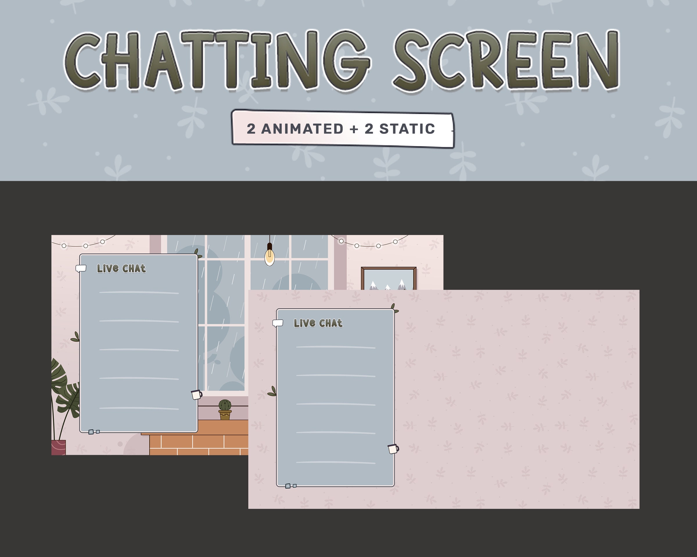 Animated Cozy Chill Stream Overlay Package Twitch, Panels, Alerts, Lofi ...