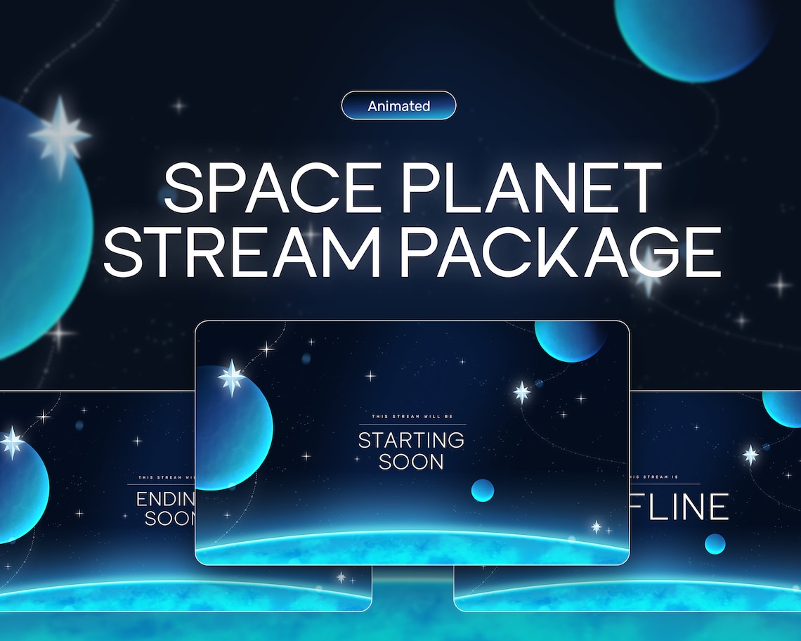 Animated Space Planet Stream Overlay Package (digital Download) - Etsy