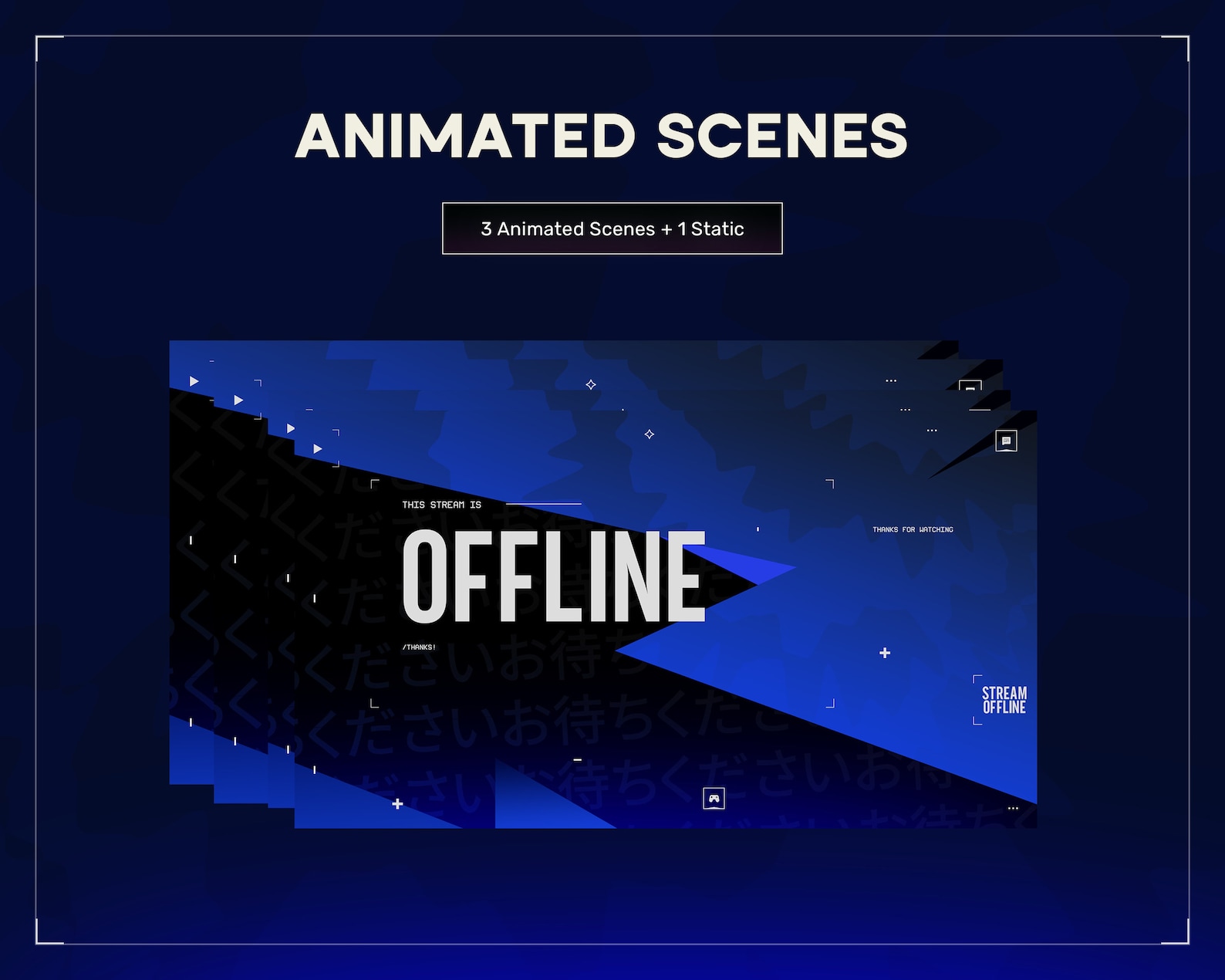 Dark Blue Stream Overlay Package Animated, Minimalist, Gaming, Twitch ...