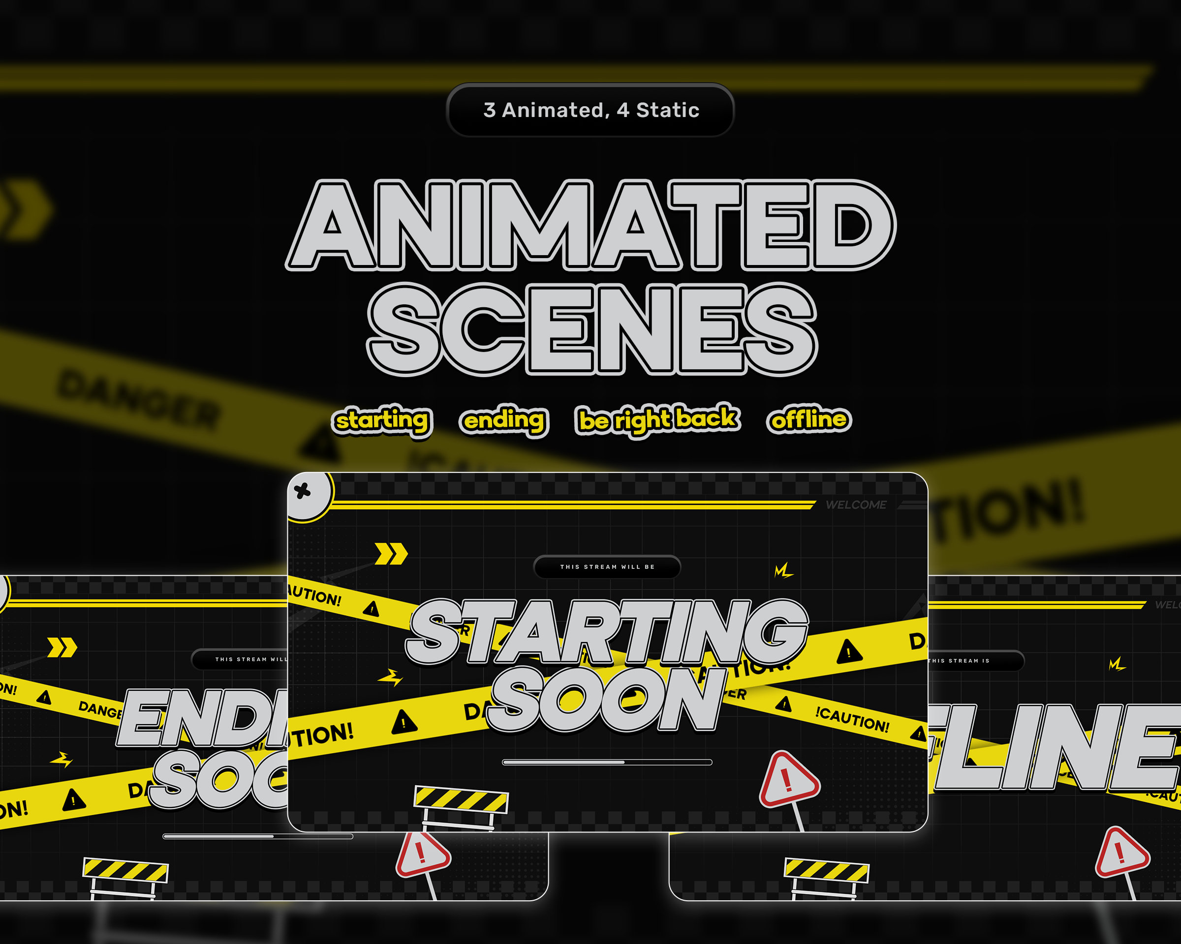 Urban Animated Stream Overlay Package, Yellow, Twitch, Panels ...