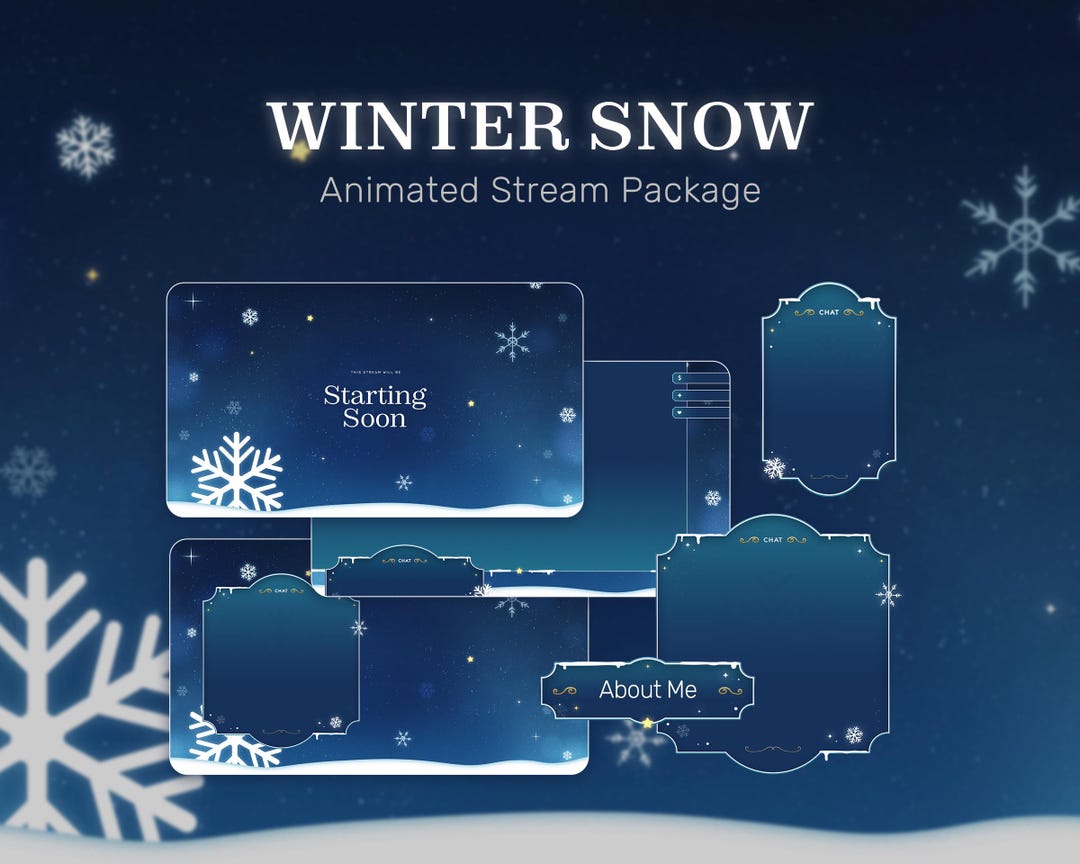 Snow Winter | Animated Stream Overlay Package | Chatting Screen ...