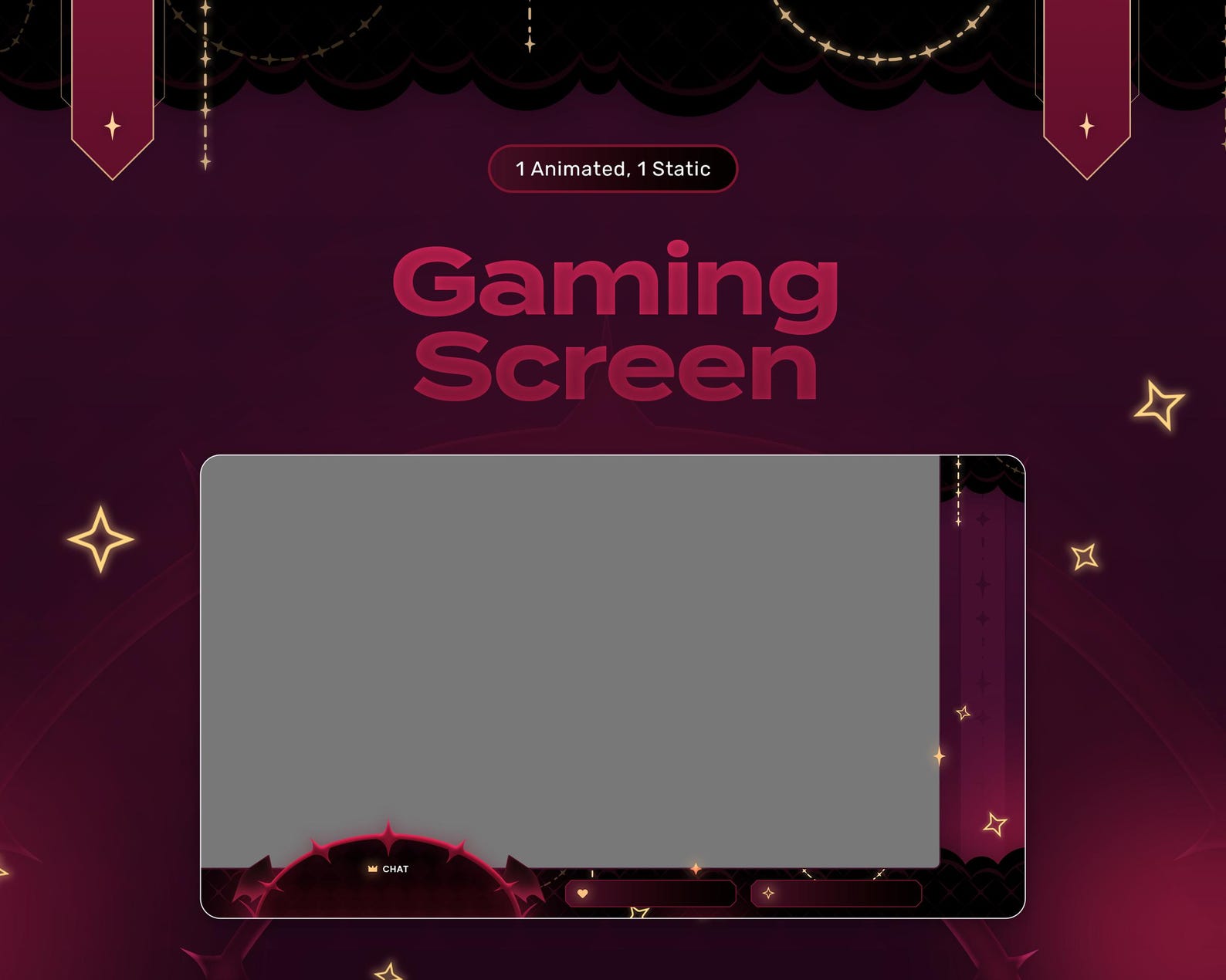 Vampire Crimson Animated Stream Overlay Package, Red, Glow, Twitch ...