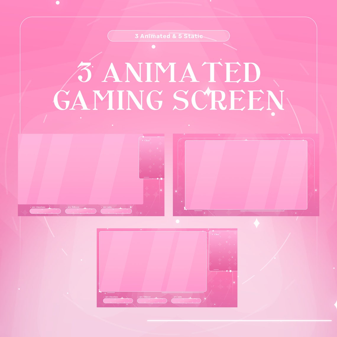 Starry Pink Animated Stream Package, Aesthetic Animated Twitch Stream ...
