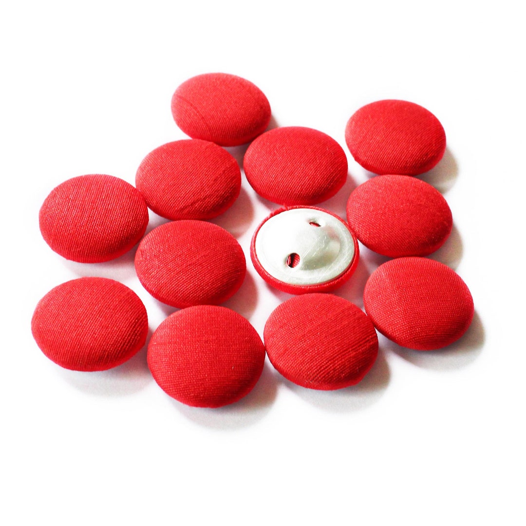 Fabric Wrapped Red Button Handmade Round Plain Buttons for Sewing Cloth ...