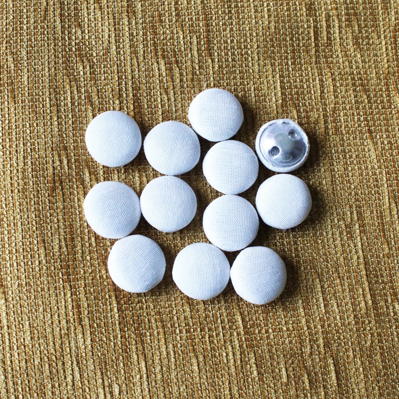 White Fabric Wrapped Button Handmade Round Plain Buttons for Sewing ...