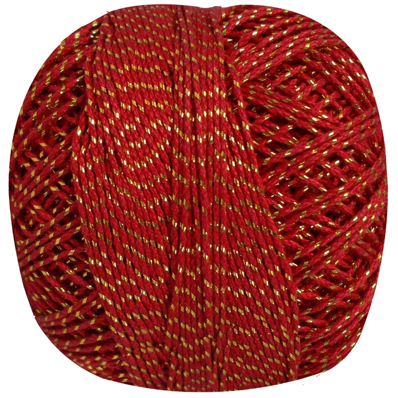 Metallic Cotton Crochet Thread, Set of 10 Balls Red and Golden, Tatting ...