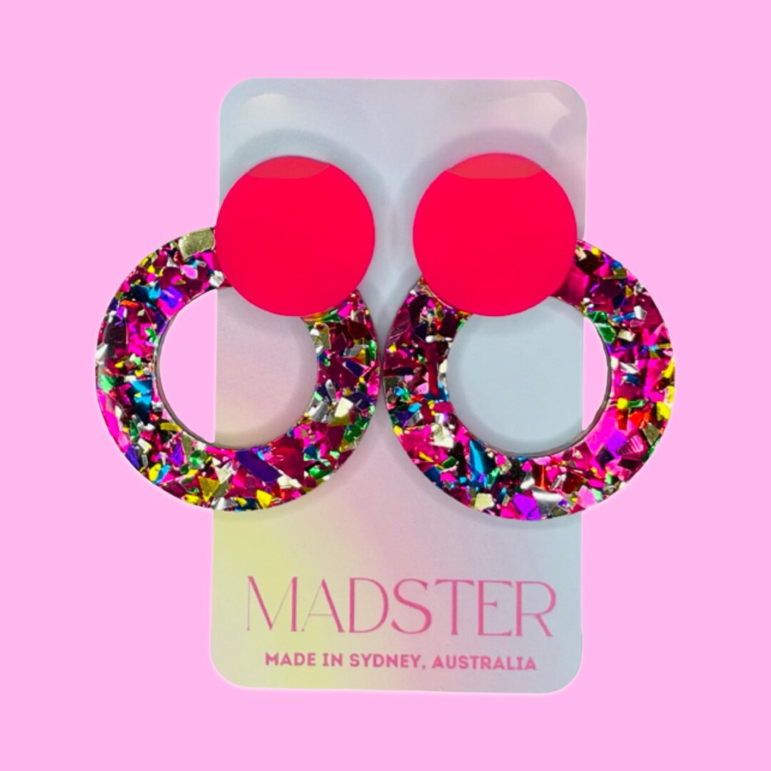 PINK Glam Statement Dangles | Bold Acrylic Earrings | Lightweight Party ...