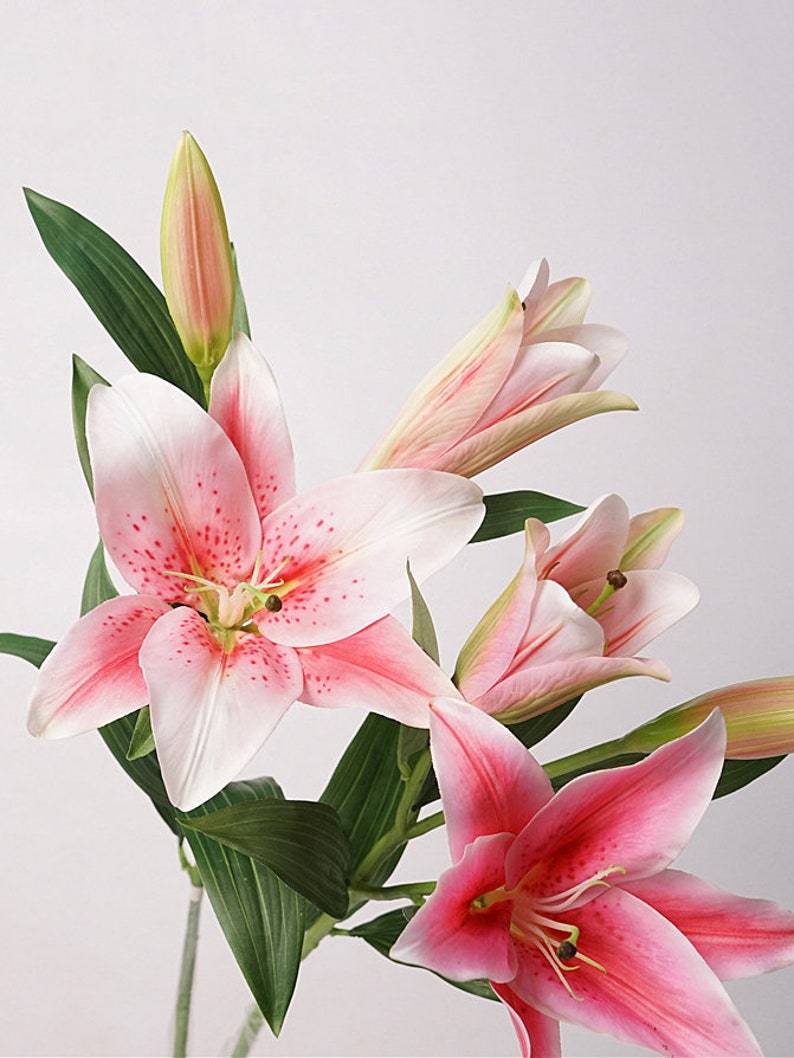 Large Lily Stem With Buds, Real Touch Petals, Artificial Flower, Faux ...