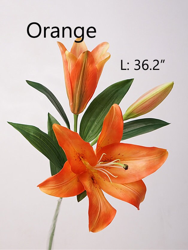 Large Lily Stem With Buds, Real Touch Petals, Artificial Flower, Faux ...