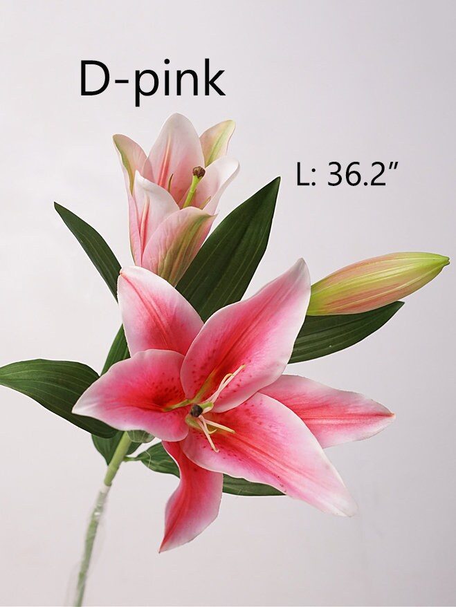 Large Lily Stem With Buds, Real Touch Petals, Artificial Flower, Faux ...