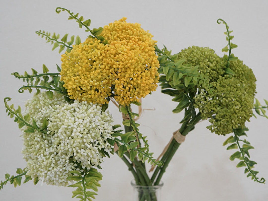 Fake Rustic Wildflower Bouquet With Fern Leaves, Artificial Flower ...