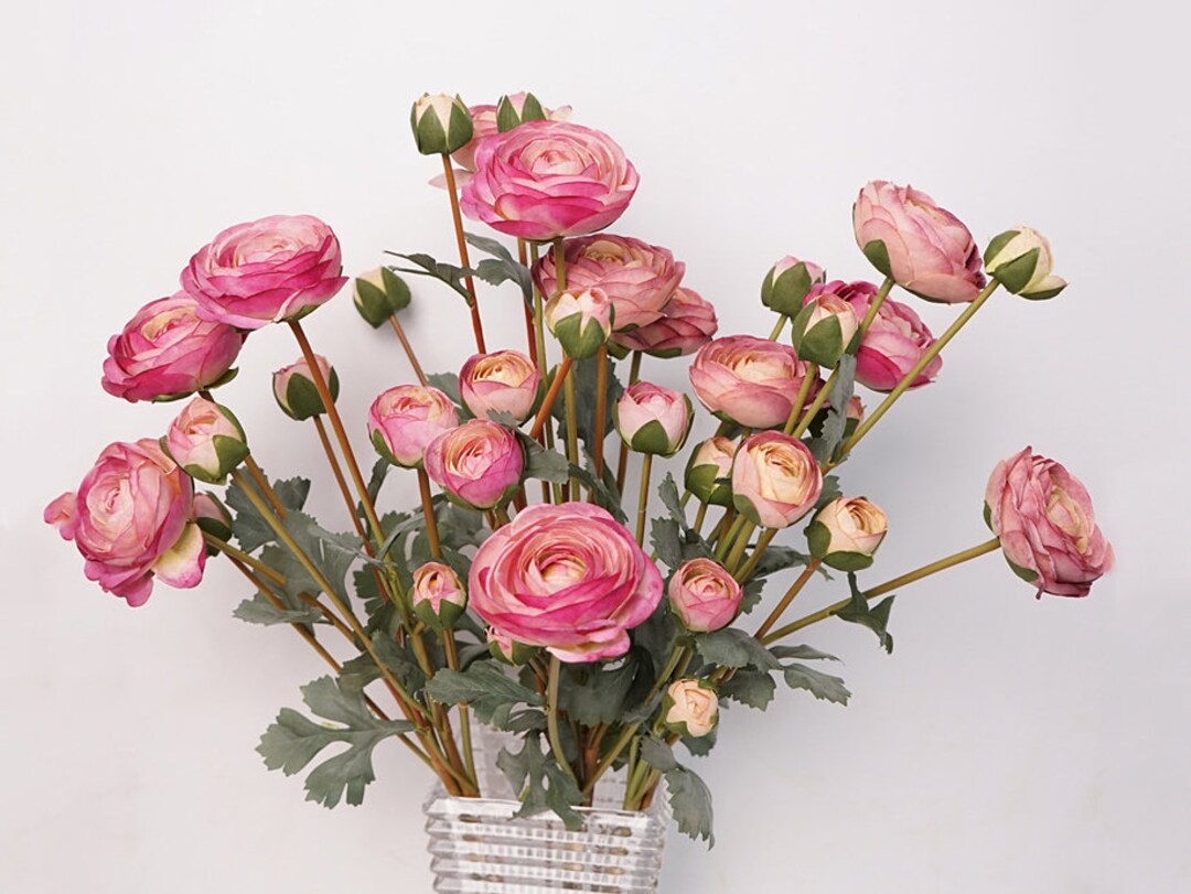 Ranunculus Bouquet With Buds, Fake Buttercup Bundle, Small Peony Craft ...