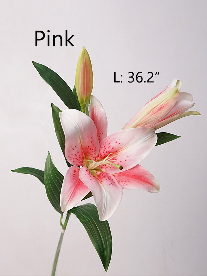 Large Lily Stem With Buds, Real Touch Petals, Artificial Flower, Faux ...