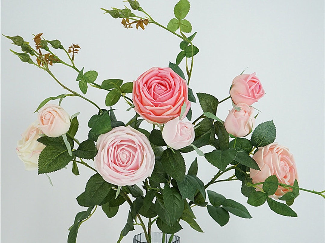 Real Touch Rose Stems With Buds and Leaves, Artificial Flower Crafts ...