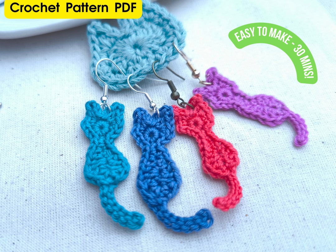 Crochet Cat Earrings Pattern: Easy DIY Gift (PDF Pattern) - Etsy