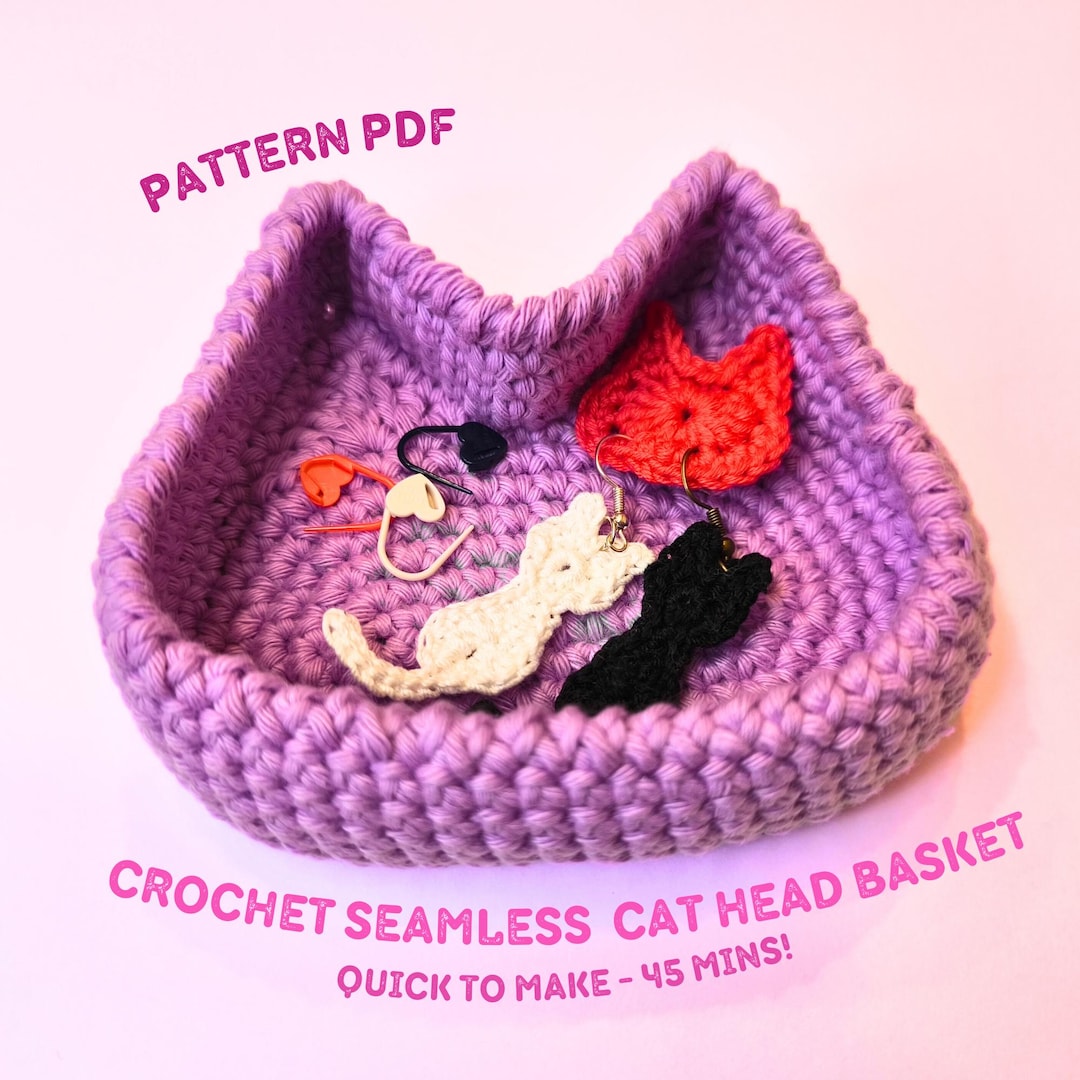 Crochet Cat Head Basket Pattern: Easy DIY Home Decor (PDF) - Etsy