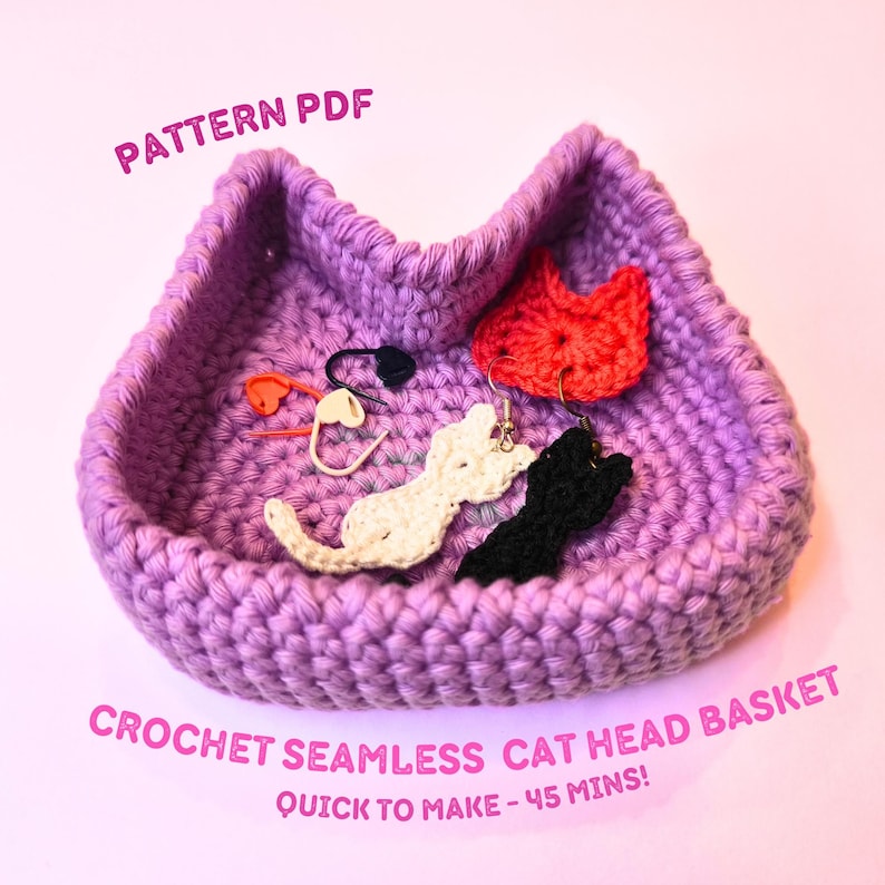 Crochet Cat Head Basket Pattern: Easy DIY Home Decor (PDF) - Etsy