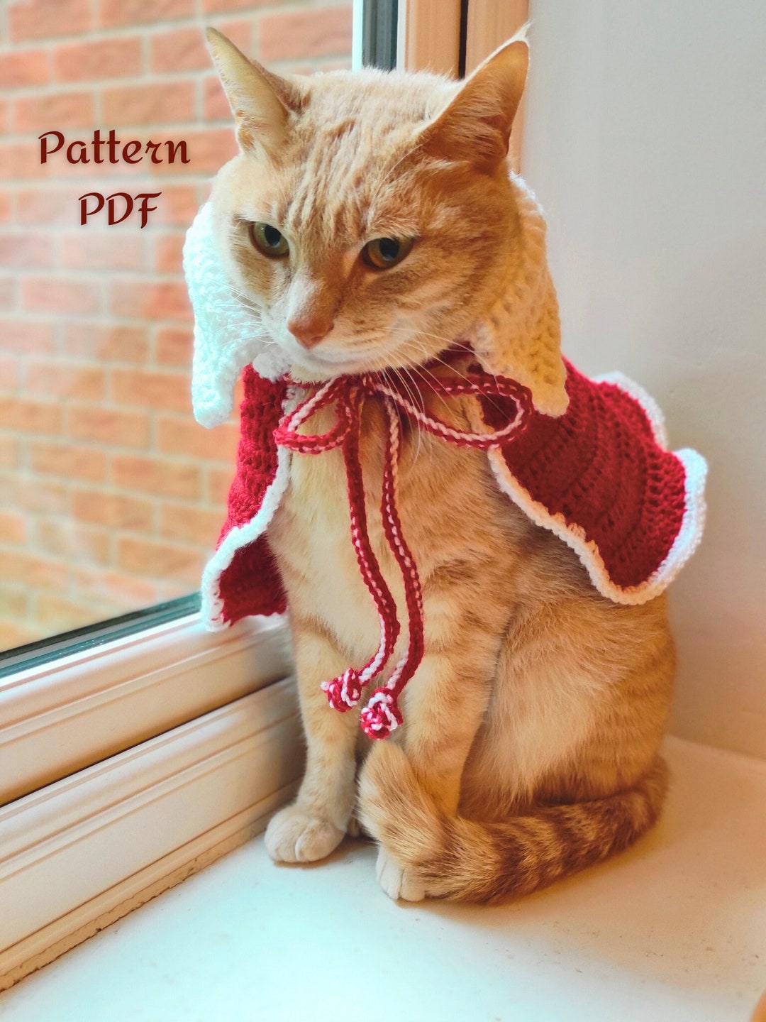 Crochet Elegant Christmas Pet Coat PDF Pattern Cat Cape Dog Coat Pet ...