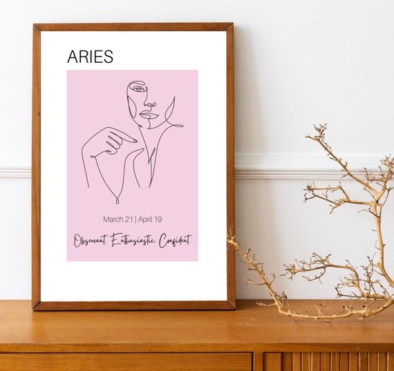 Aries Zodiac Print Pink Digital Download Printable - Etsy