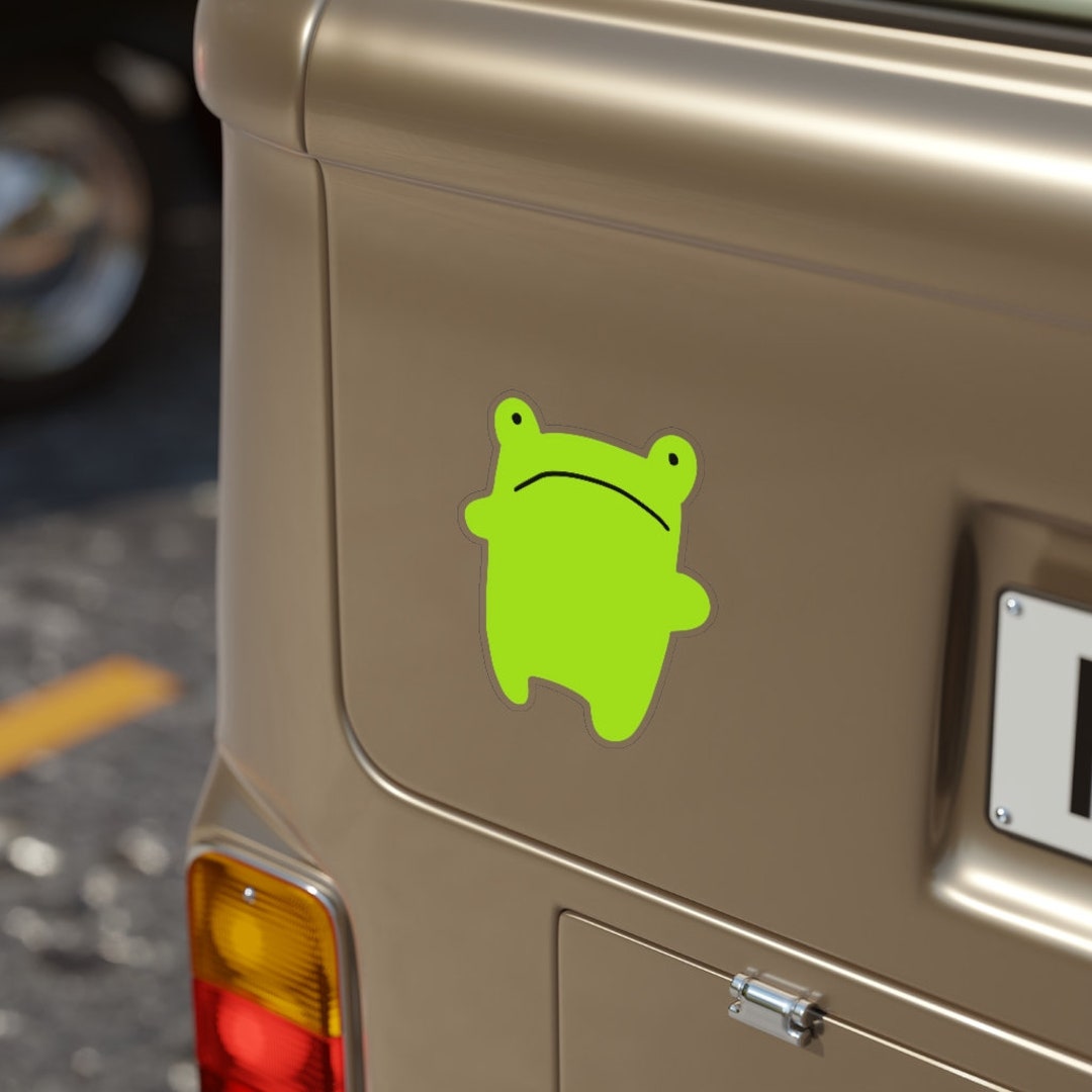 Cute Sad Cottagecore Frog Transparent Outdoor Stickers, Die-cut, 1pcs ...