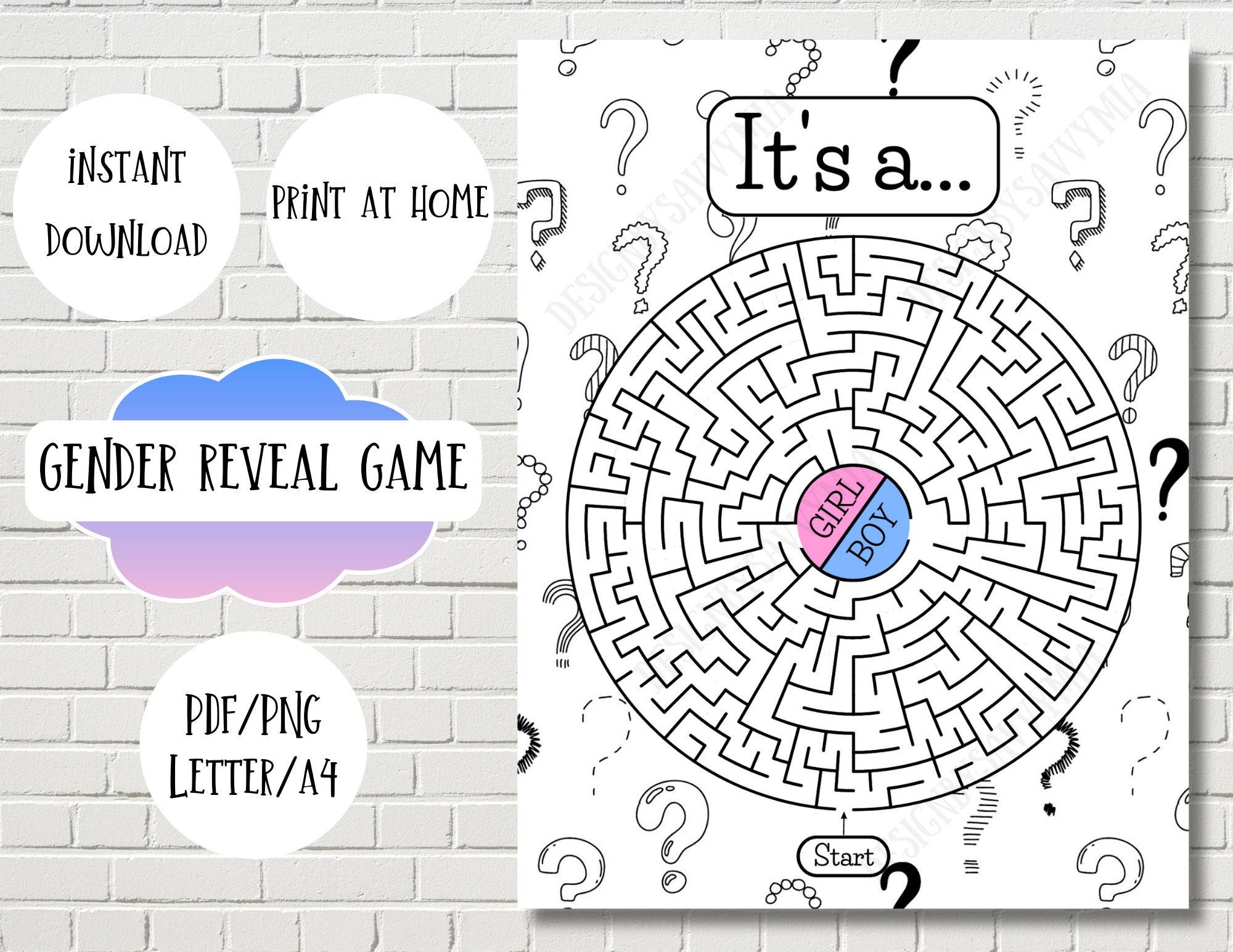 Gender Reveal Maze Game Printable Boy or Girl Labyrinth Game - Etsy