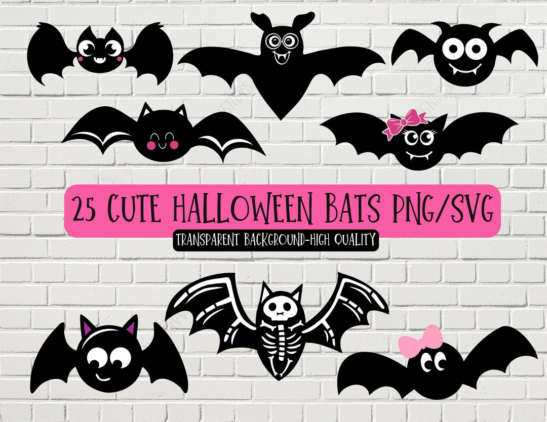Cute Halloween Bats Bundle PNG SVG L T-shirt Halloween Bats L Spooky ...