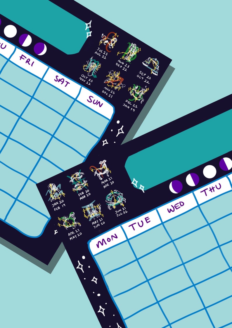 Star Sign Open Printable Calendar / Open Zodiac Printable Calendar ...