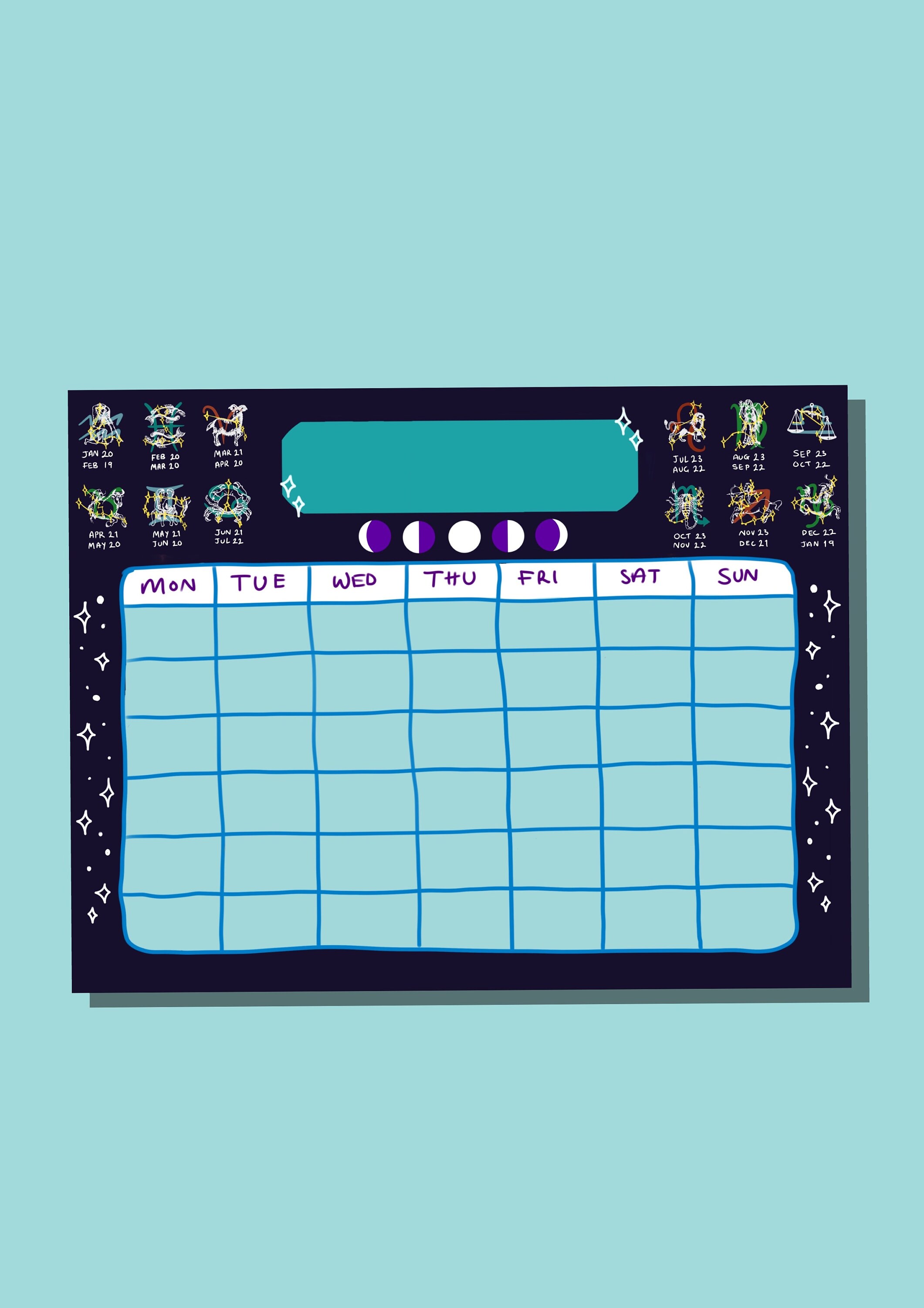 Star Sign Open Printable Calendar / Open Zodiac Printable Calendar ...