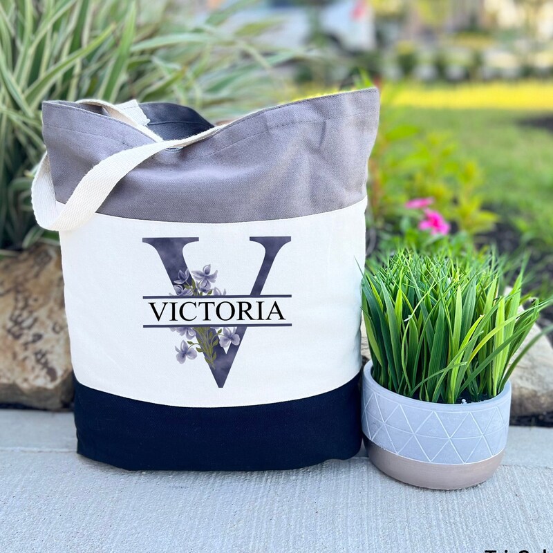 Initial Tote Bag - Etsy