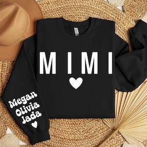 Personalized Mimi Sweatshirt With Kids Names on Sleeve, Mother's Day ...