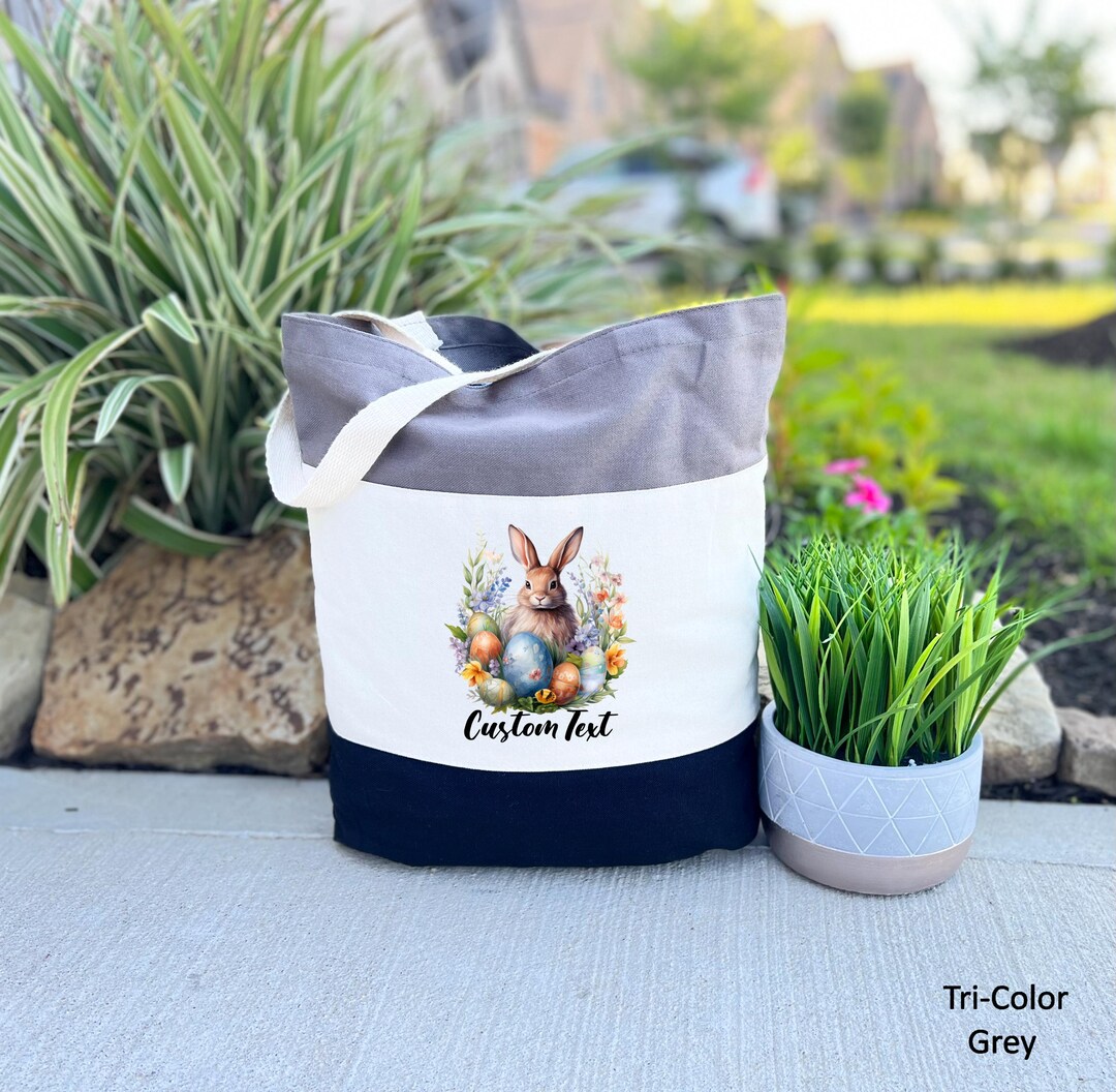Custom Easter Tote Bags for Kids, Custom Name Tote Bag, Personalized ...
