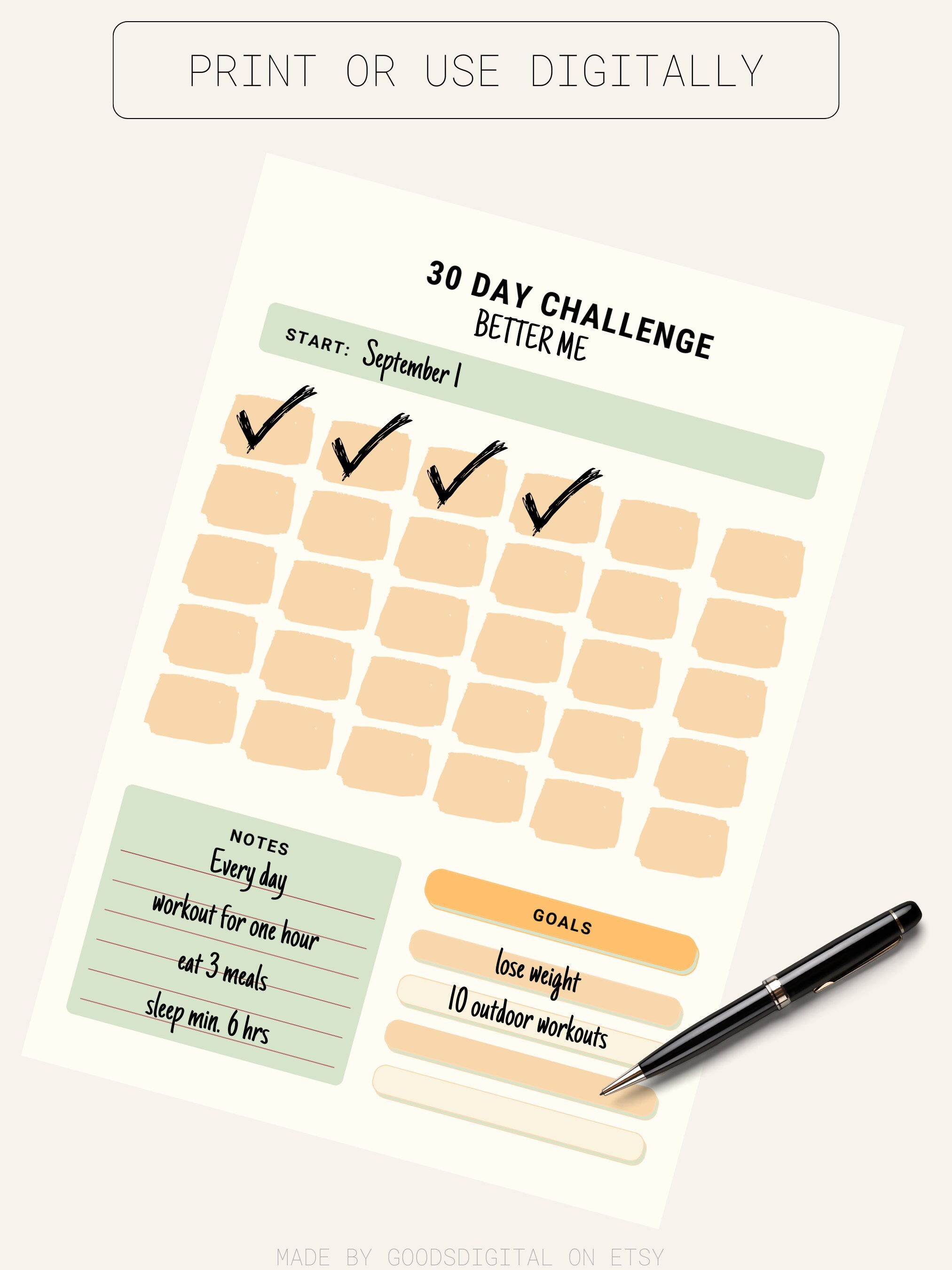 30 Day Challenge Progress and Habit Tracker A4/A5 Printable - Etsy
