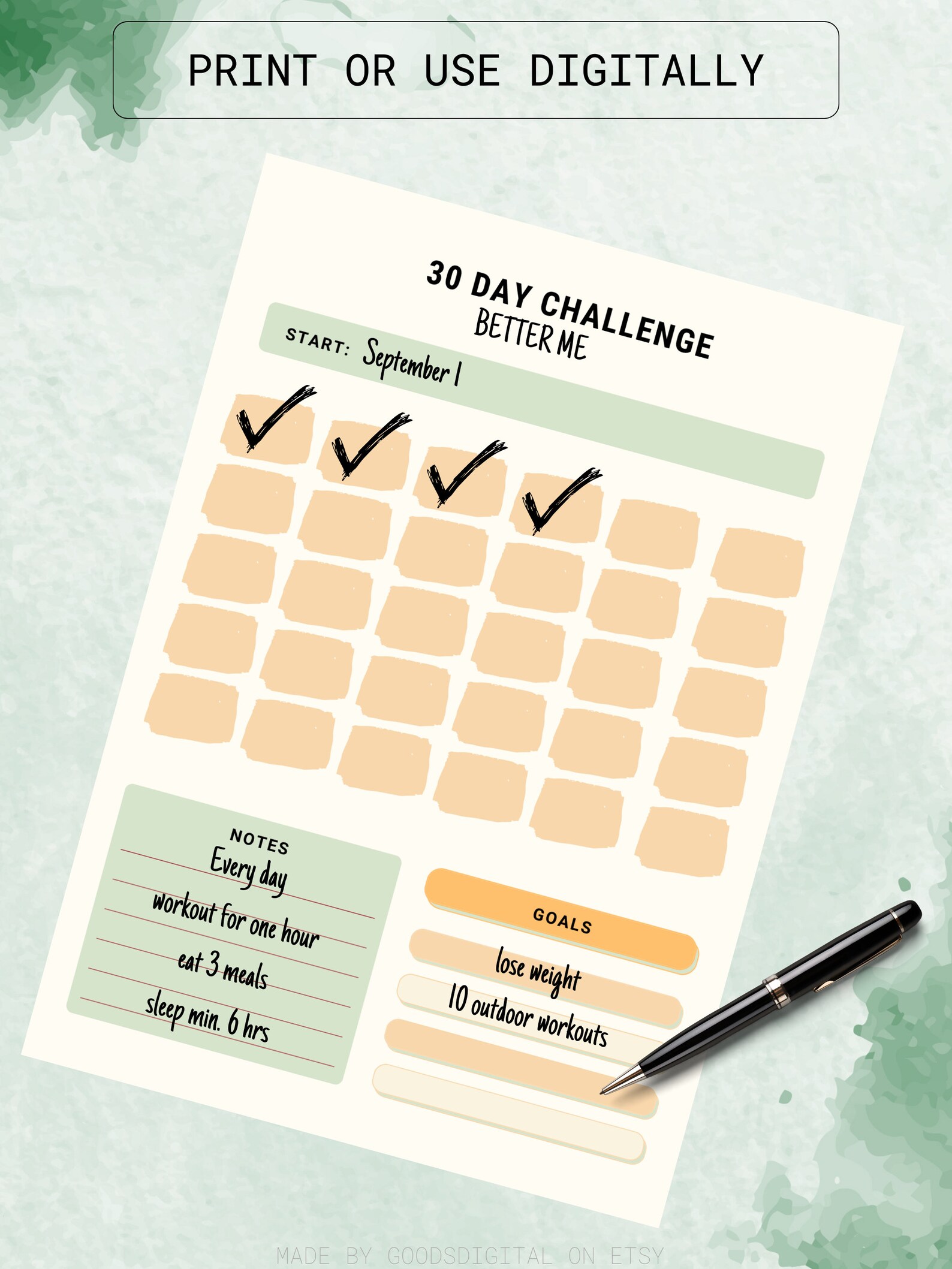 30 Day Challenge, Progress and Habit Tracker, A4/A5 Printable ...