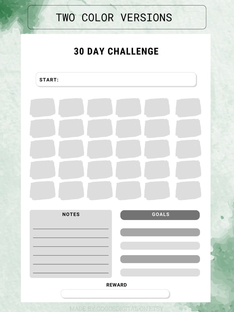 30 Day Challenge, Progress and Habit Tracker, A4/A5 Printable ...