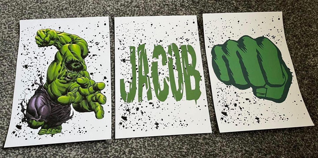 Set of 3 A4 Hulk Bedroom Prints - Etsy