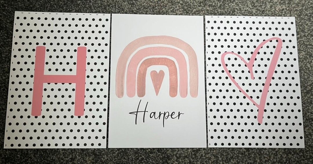 A4 A3 Set of 3 Dusky Pink Spotty Bedroom Prints - Etsy