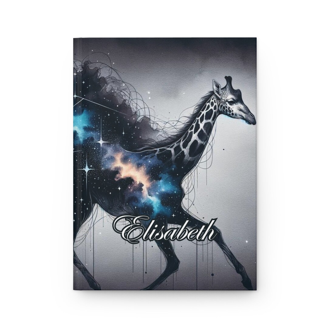 Personalized Celestial Giraffe & Stars Journal Dark Mode Hardcover ...