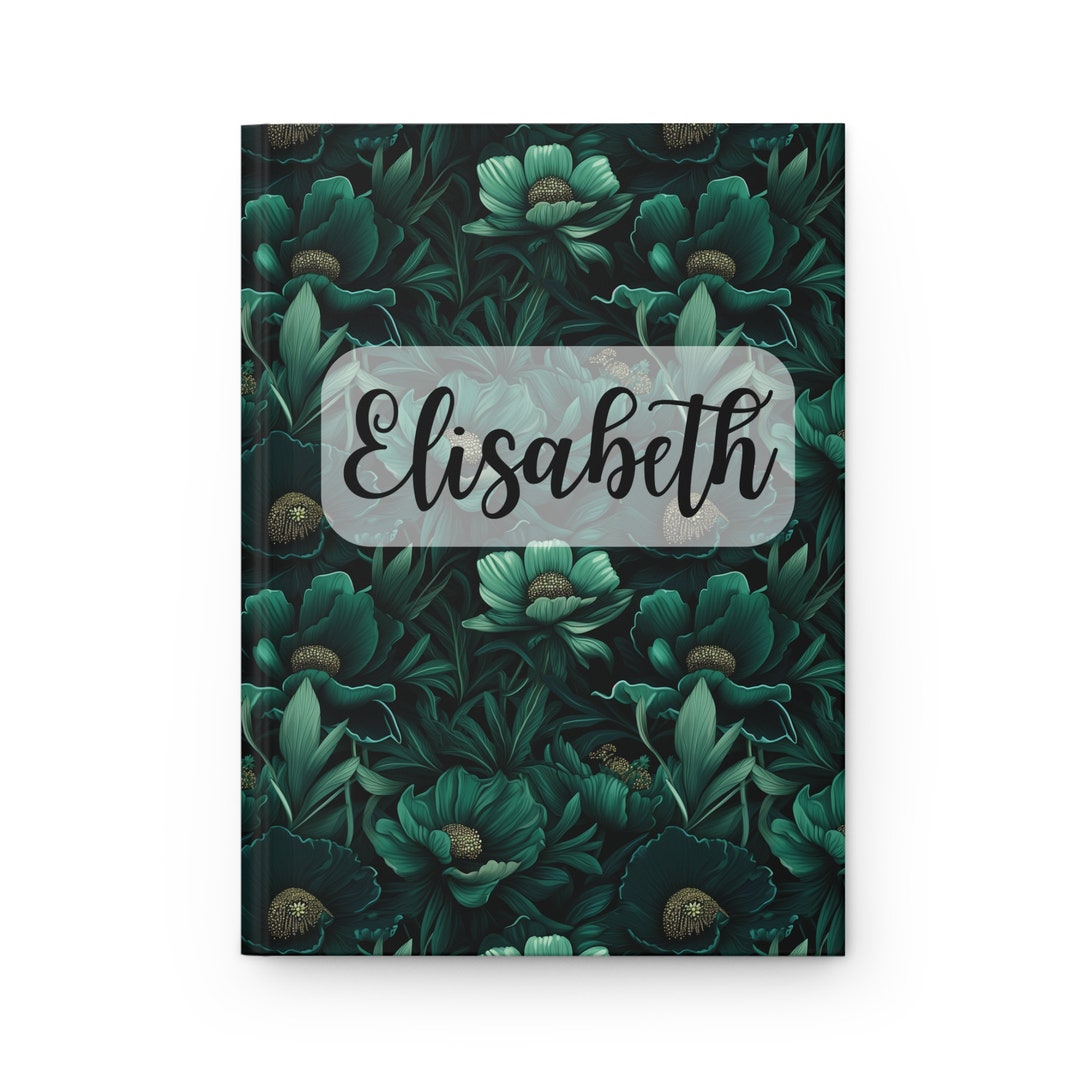Personalized Emerald Green Flowers Notebook With Custom - Etsy
