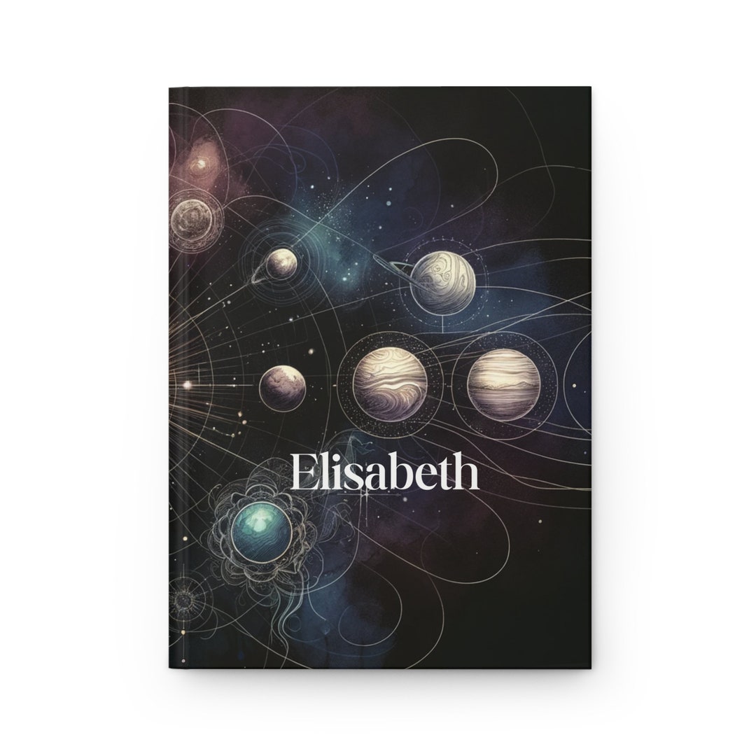 Dark Mode Planets Space Journal Custom 5.75x8 Hardcover Notebook Gothic ...