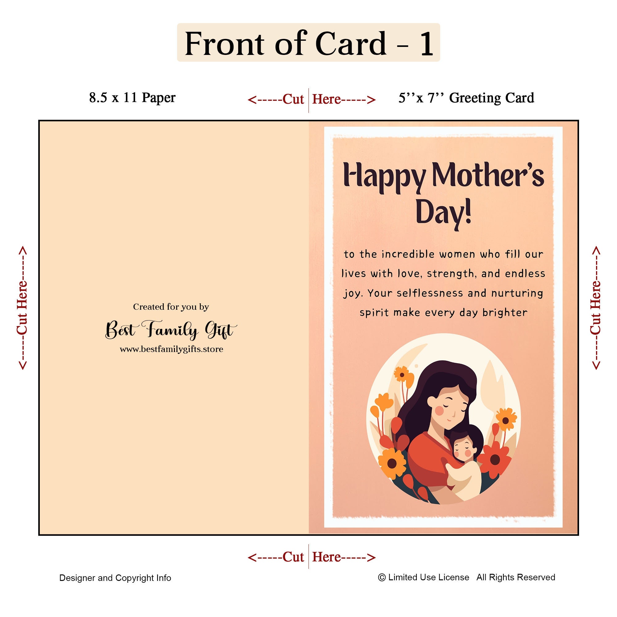 Happy Mother's Day Printable Greeting Card Gift Set of 2 Unique Mothers ...