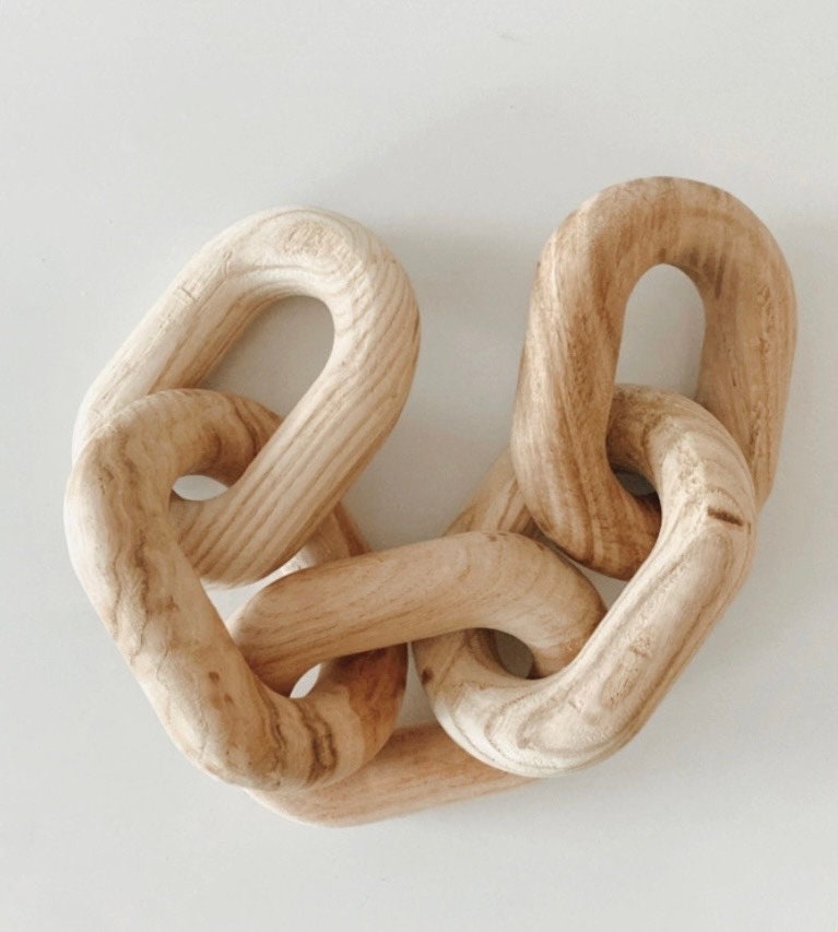 Wooden Chain Links Whitewashed Link Chain Natural Wood Links Chain ...