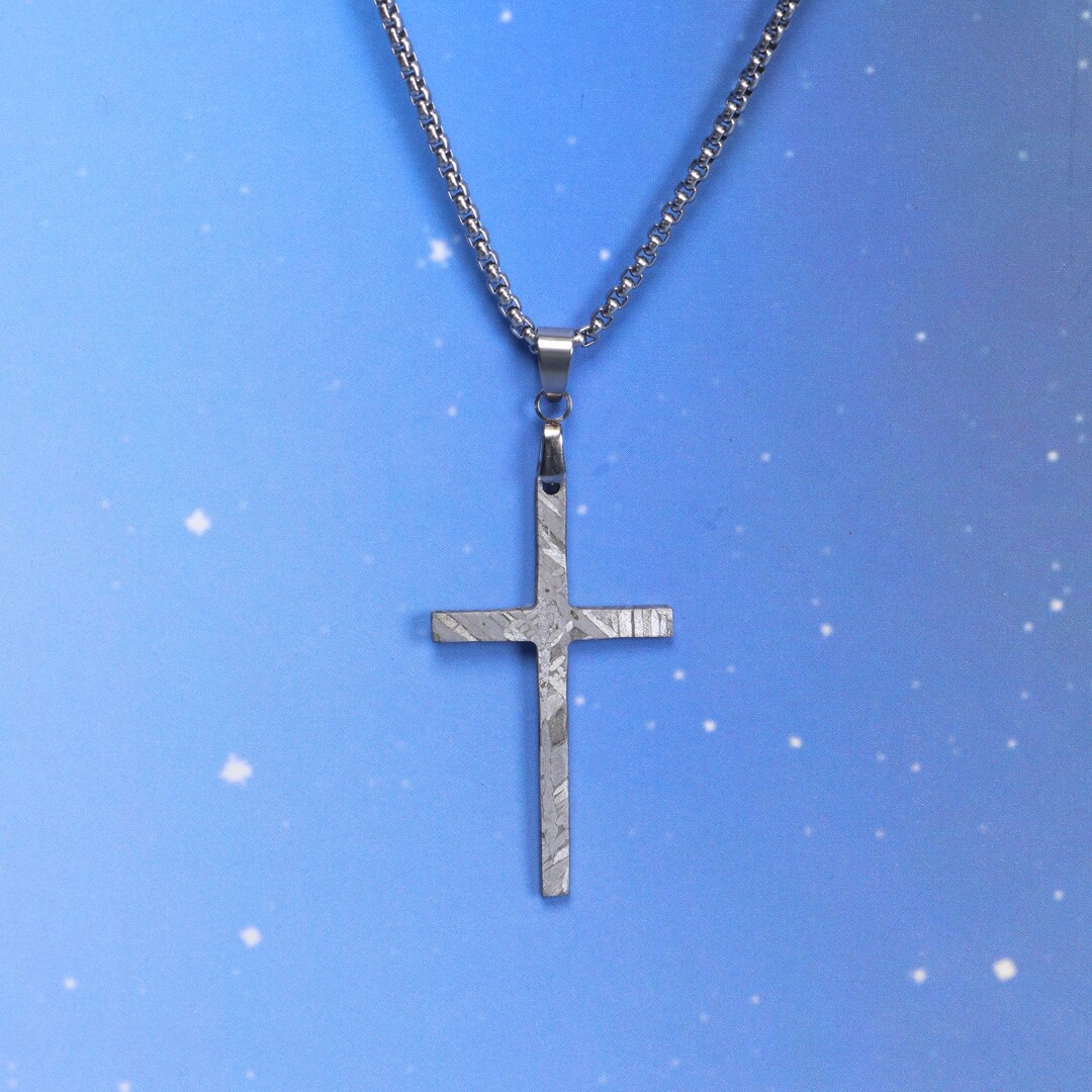 Iron Meteorite Cross Necklace, Cross Necklace Pendant, Christian ...
